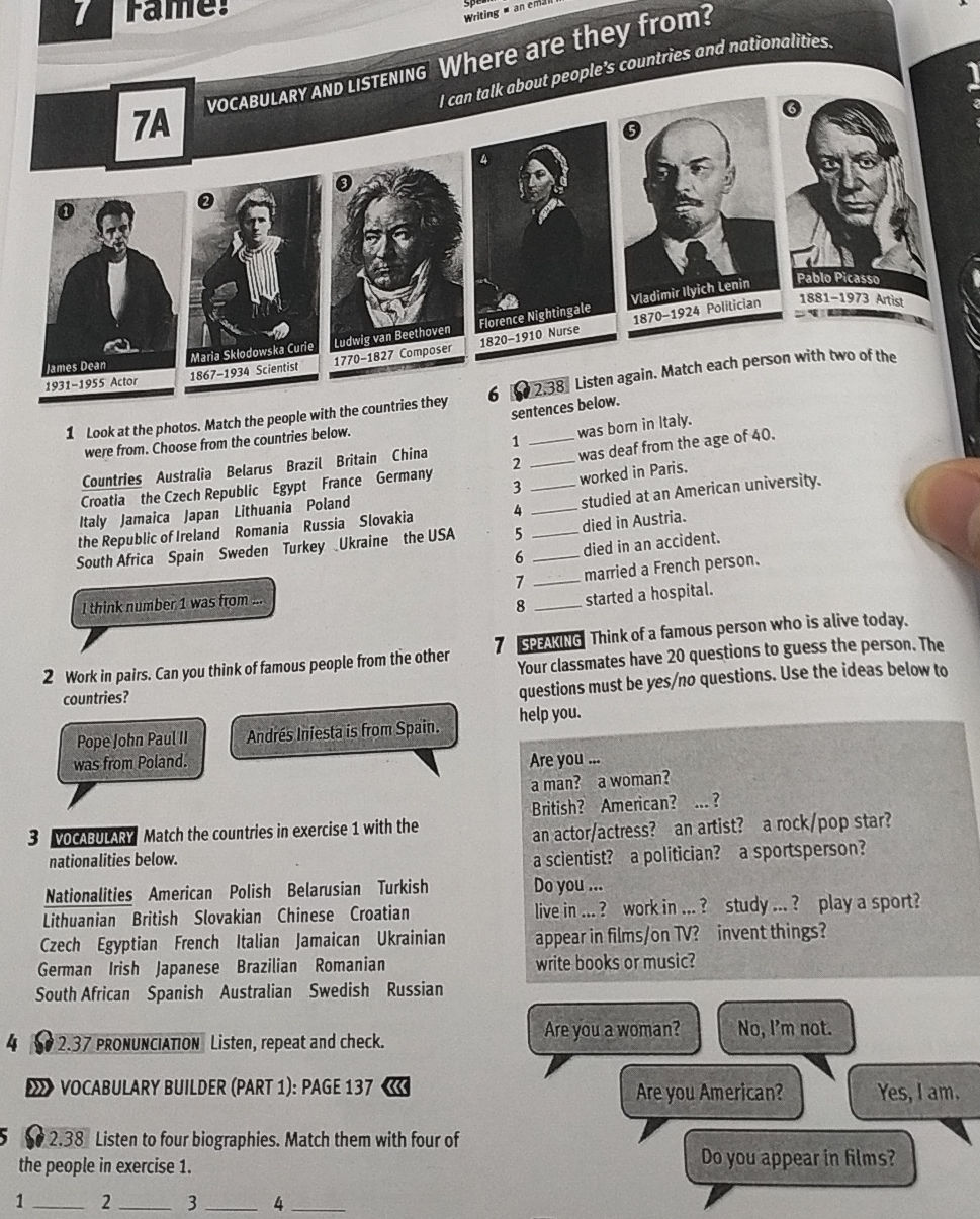 1 Look at the photos. Match the people with | StudyX