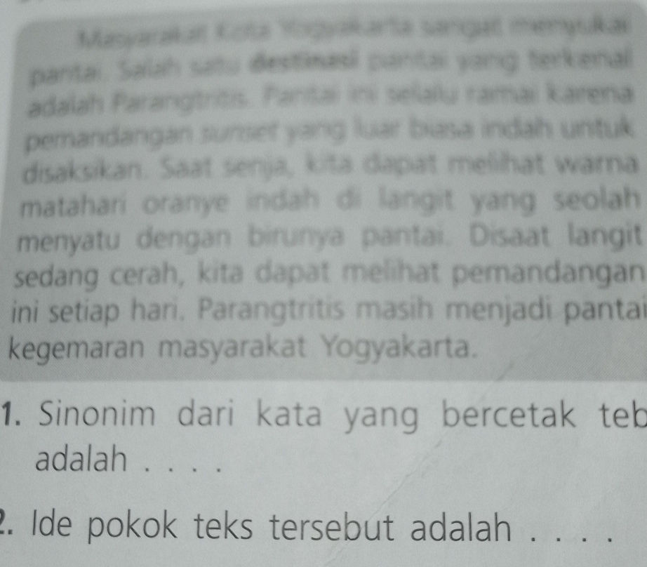 1. Sinonim dari kata yang bercetak tebal | StudyX