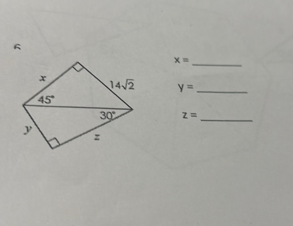 Find the values of x, y, and z. ```latex x | StudyX