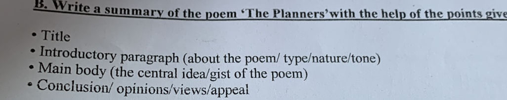B. Write a summary of the poem ‘The | StudyX