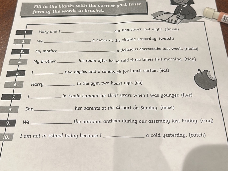 Fill in the blanks with the correct past | StudyX
