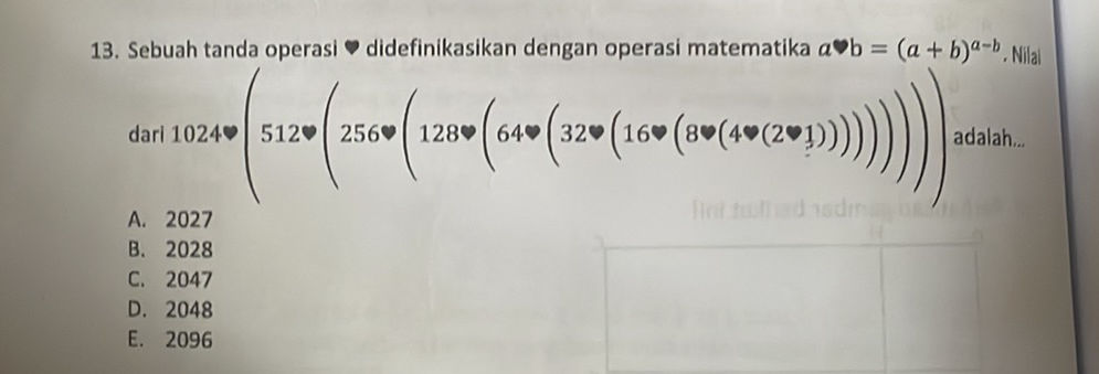 13. Sebuah tanda operasi didefinikasikan | StudyX