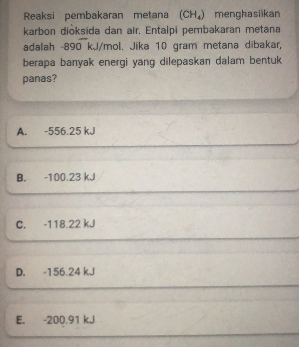 Reaksi pembakaran metana (CH₄) menghasilkan | StudyX