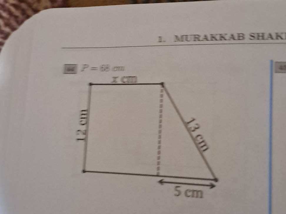 P = 68 cm Diagram with dimensions: * Top | StudyX