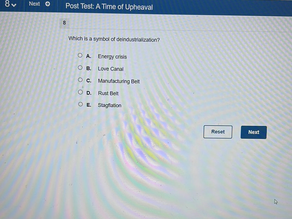 Which is a symbol of deindustrialization? | StudyX