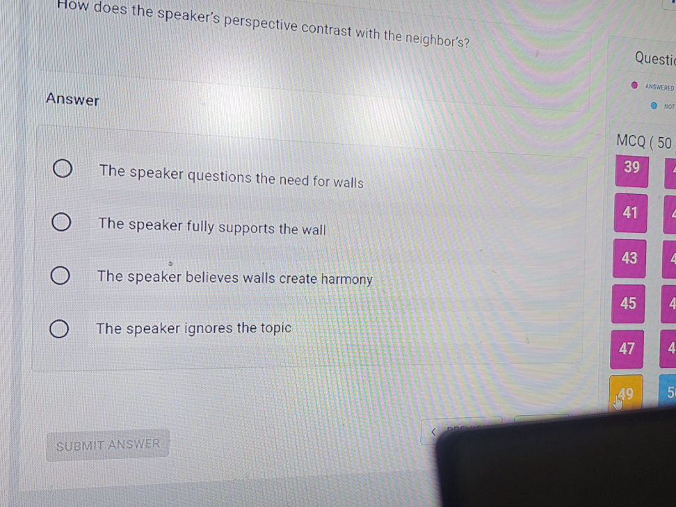 How does the speaker's perspective contrast | StudyX