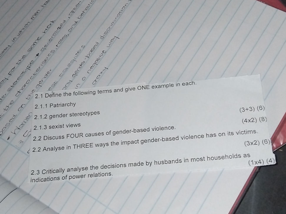 2.1 Define the following terms and give ONE | StudyX