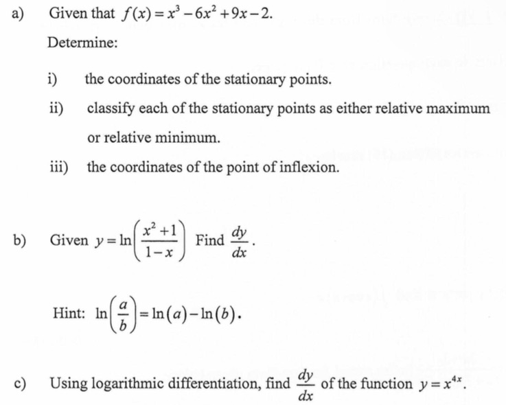 a) Given that $f(x) = x^3 - 6x^2 + 9x - 2$. | StudyX