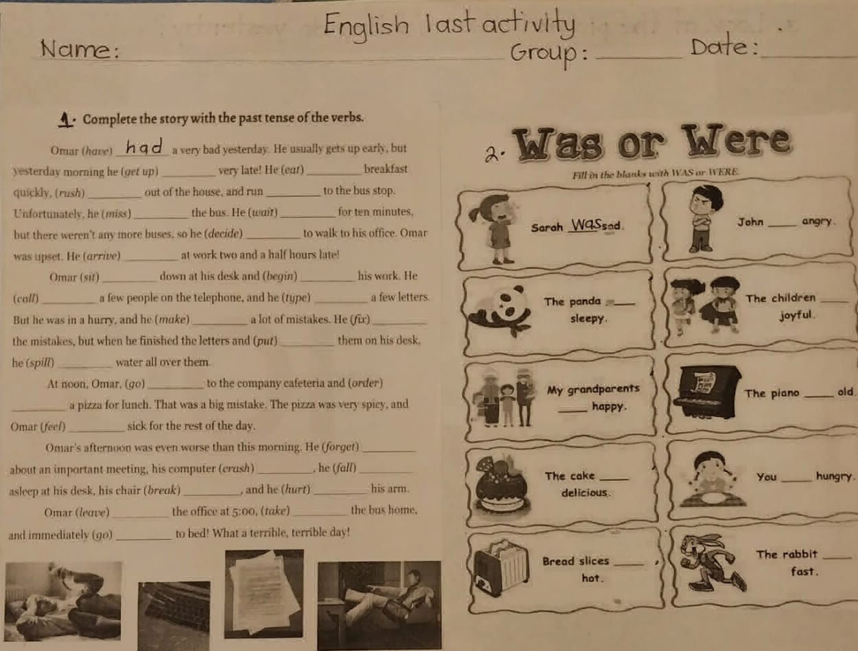 1. Complete the story with the past tense of | StudyX