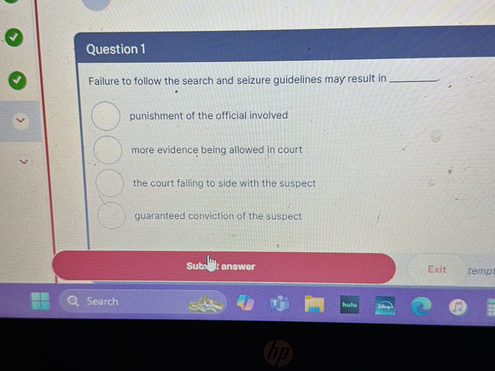 Question 1 Failure to follow the search and | StudyX