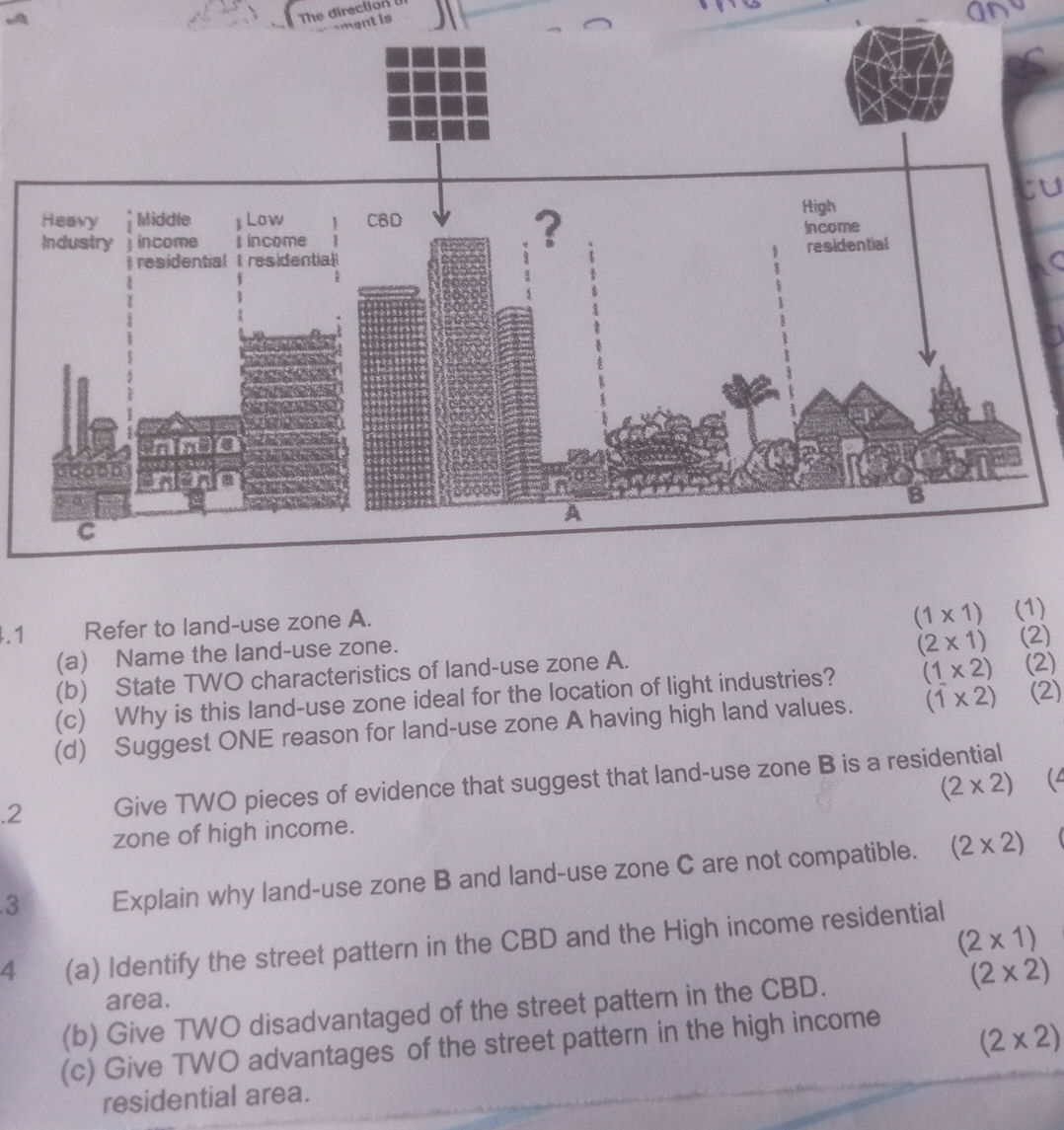 4.1 Refer to land-use zone A. (a) Name the | StudyX