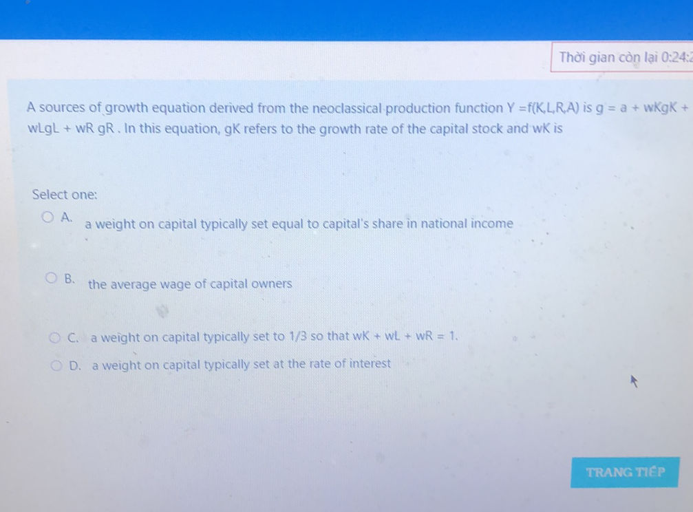 A sources of growth equation derived from | StudyX
