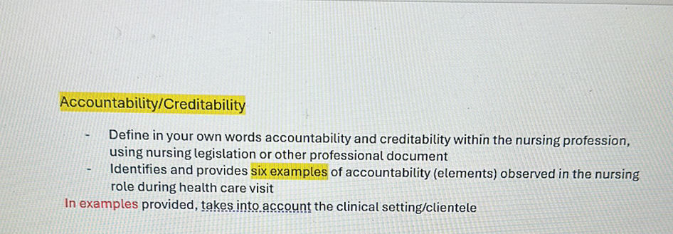 Define in your own words accountability and | StudyX