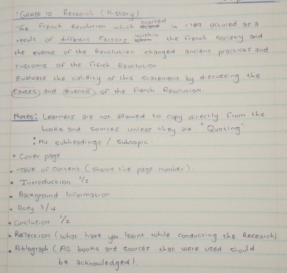 GRADE 10 Research (History). The French | StudyX