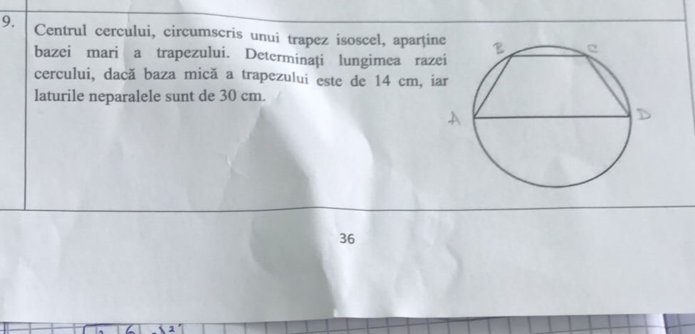 9. Centrul cercului, circumscris unui trapez | StudyX