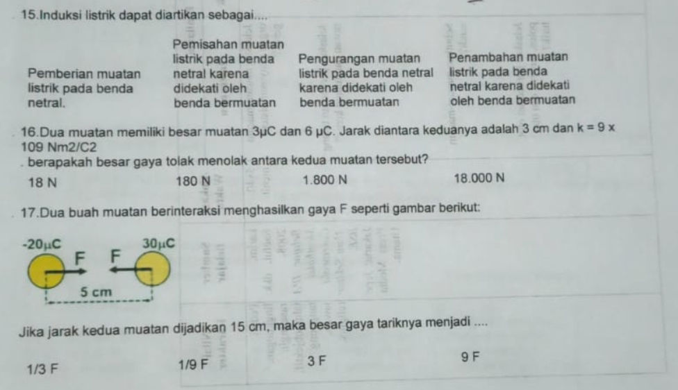 15. Induksi listrik dapat diartikan | StudyX