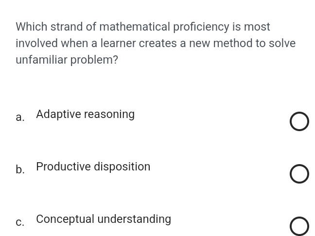 Which strand of mathematical proficiency is | StudyX