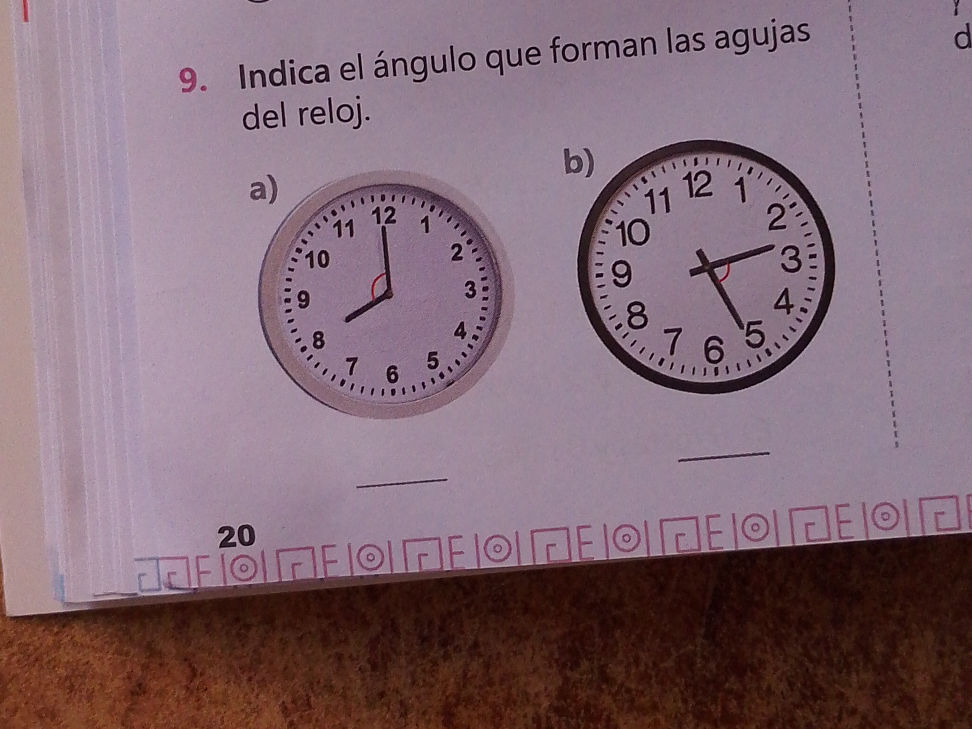 9. Indica el ángulo que forman las agujas | StudyX