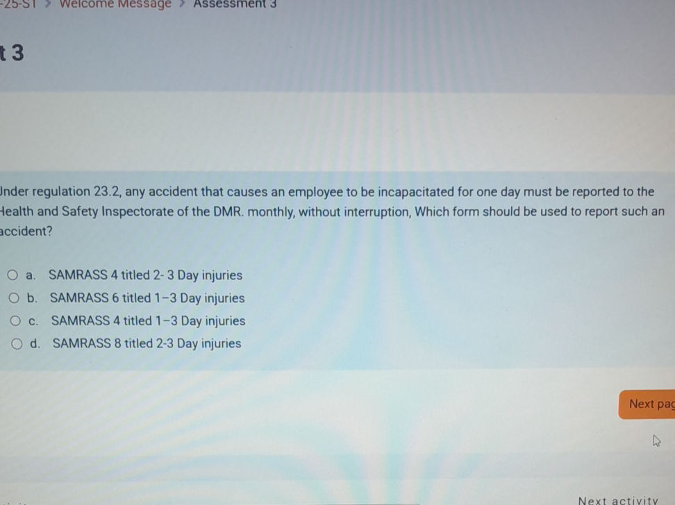 Under regulation 23.2, any accident that | StudyX