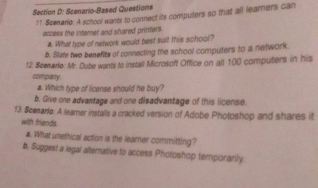 Section D: Scenario-Based Questions 11. | StudyX
