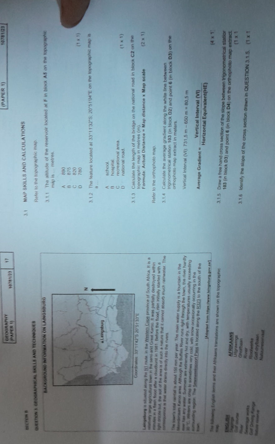 3.1 MAP SKILLS AND CALCULATIONS Refer to the | StudyX