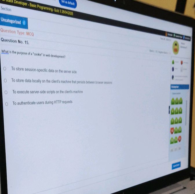 What is the purpose of a "cookie" in web | StudyX