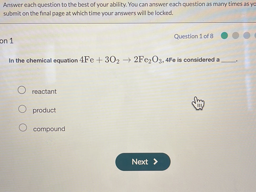 In the chemical equation $4Fe + 3O_2 | StudyX