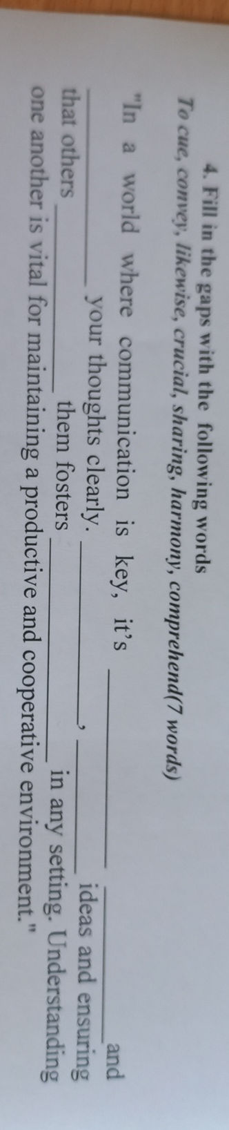 4. Fill in the gaps with the following words | StudyX