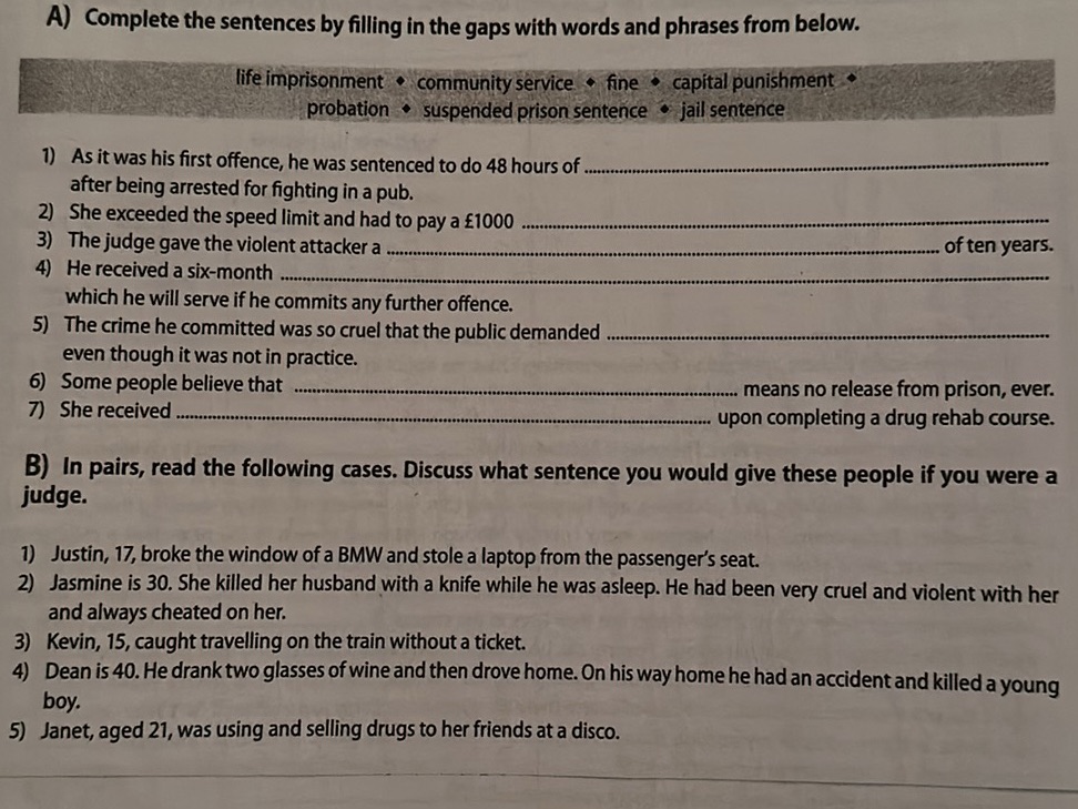 A) Complete the sentences by filling in the | StudyX