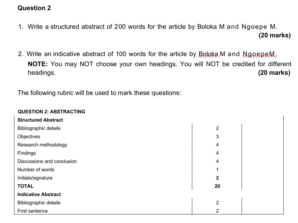 1. Write a structured abstract of 200 words | StudyX
