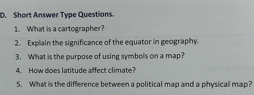 D. Short Answer Type Questions. 1. What is | StudyX