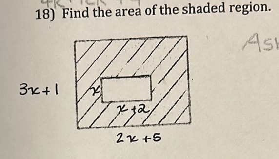 18) Find the area of the shaded region. | StudyX