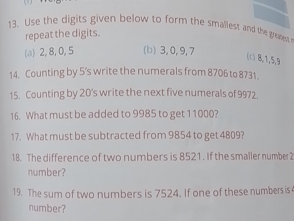 13. Use the digits given below to form the | StudyX