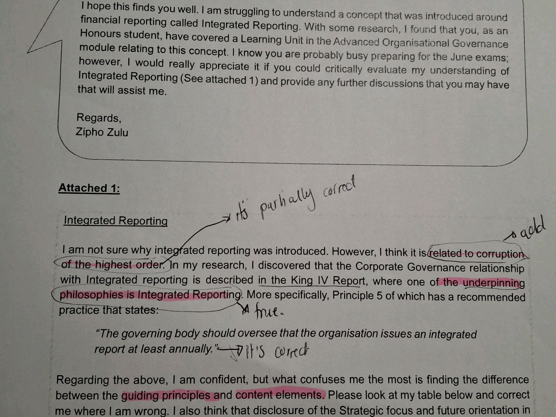 I am not sure why integrated reporting was | StudyX