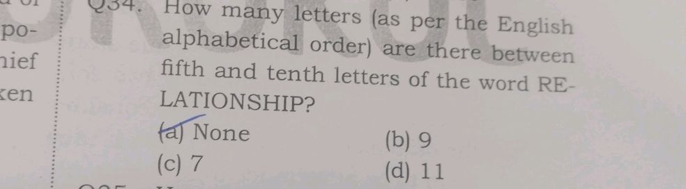 Q34. How many letters (as per the English | StudyX