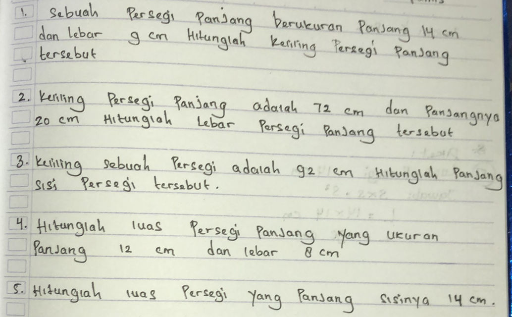 1. Sebuah Persegi Panjang berukuran Panjang | StudyX