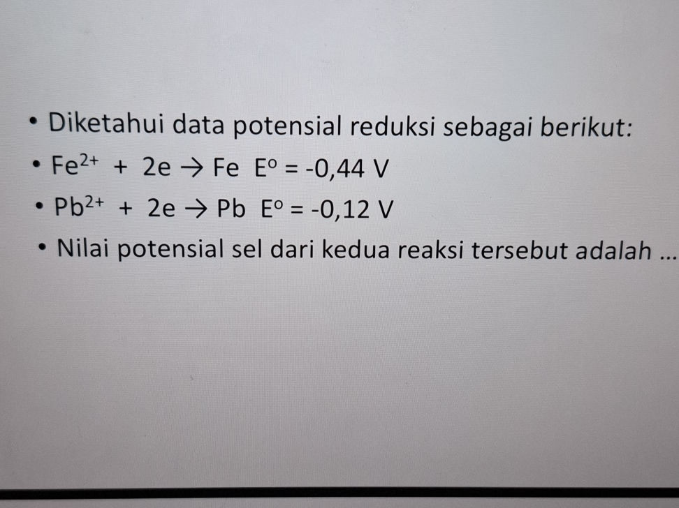 Diketahui data potensial reduksi sebagai | StudyX
