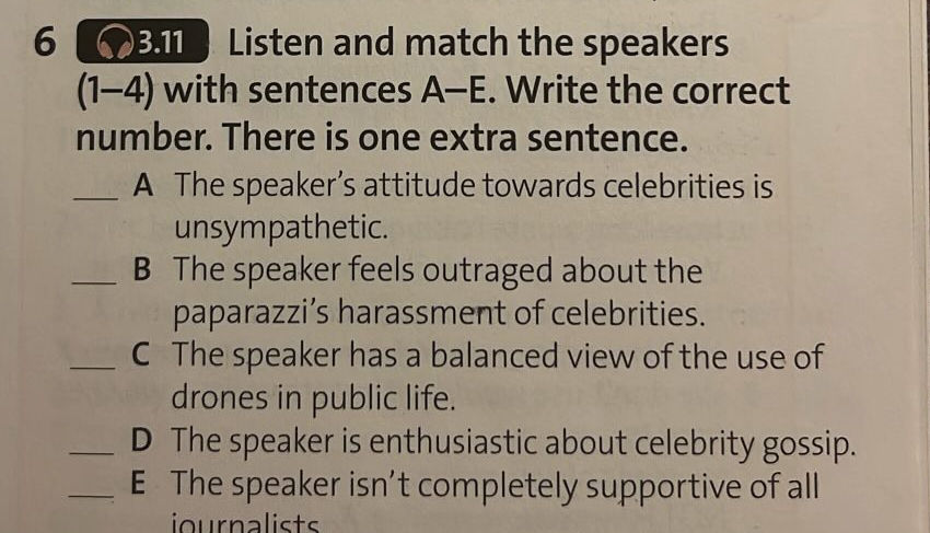 Listen and match the speakers (1-4) with | StudyX