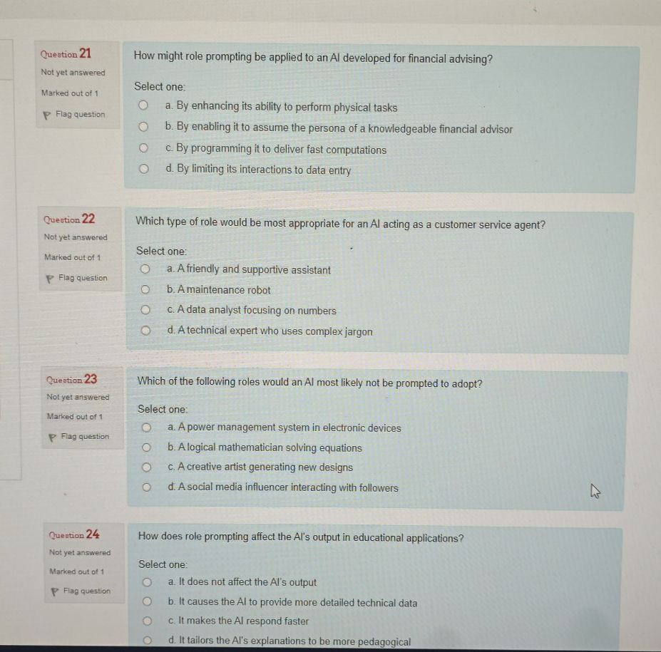 Question 21 How might role prompting be | StudyX