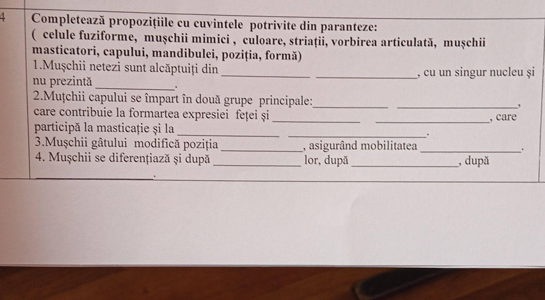 Completează propozițiile cu cuvintele | StudyX