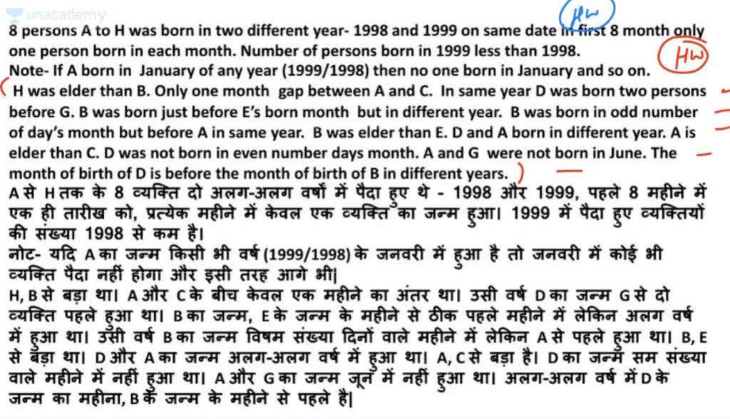 8 persons A to H was born in two different | StudyX