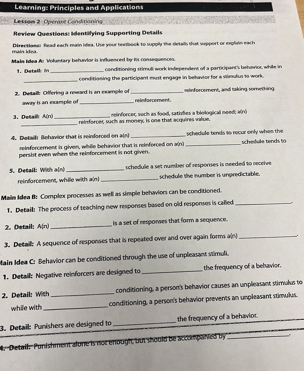Review Questions: Identifying Supporting | StudyX