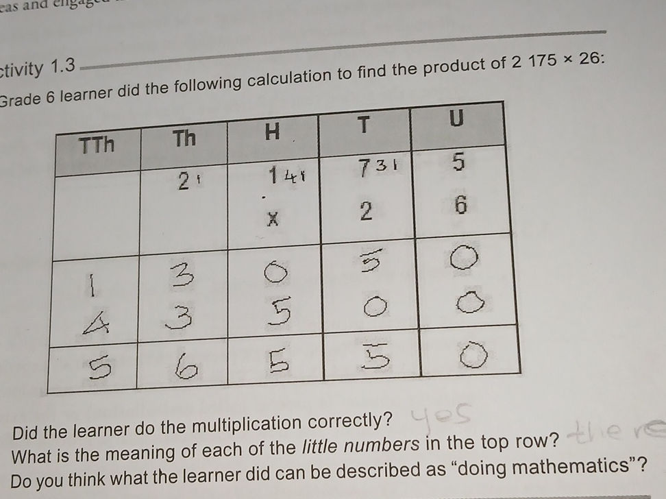 Grade 6 learner did the following | StudyX