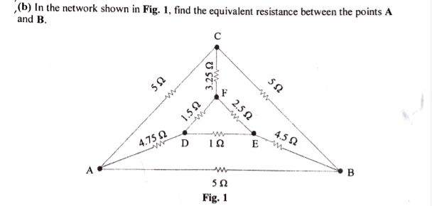 (b) In the network shown in Fig. 1, find the | StudyX