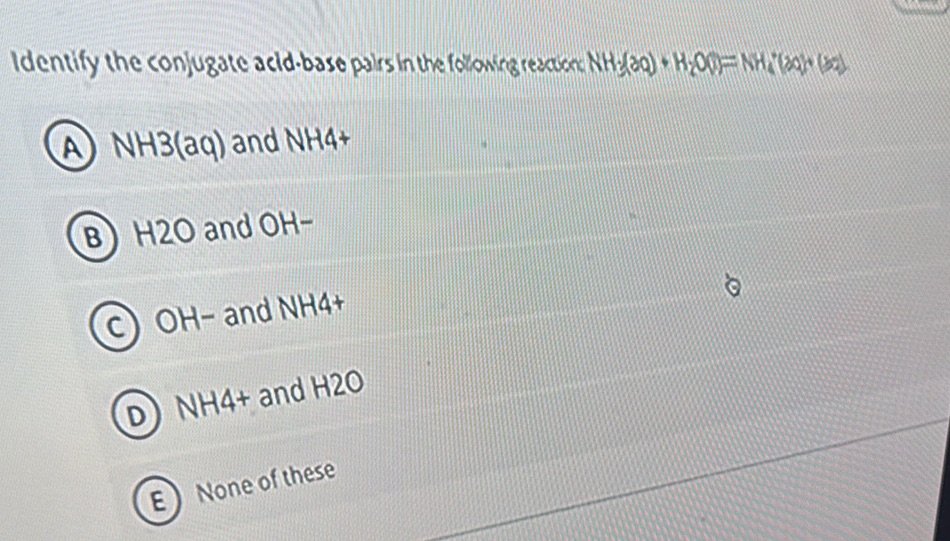 Identify the conjugate acid-base pairs in | StudyX