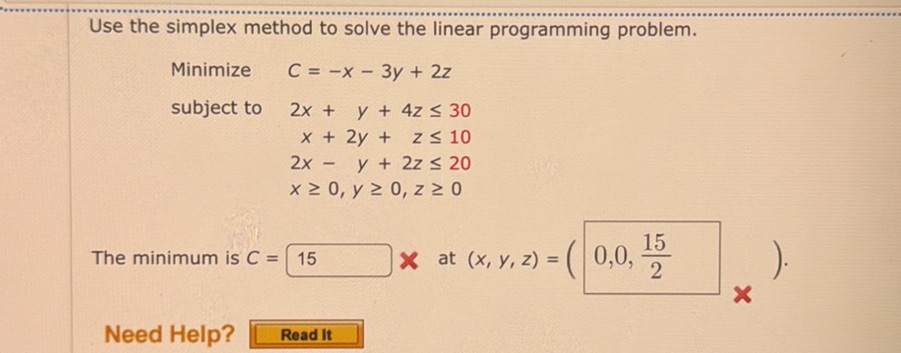 Use the simplex method to solve the linear | StudyX