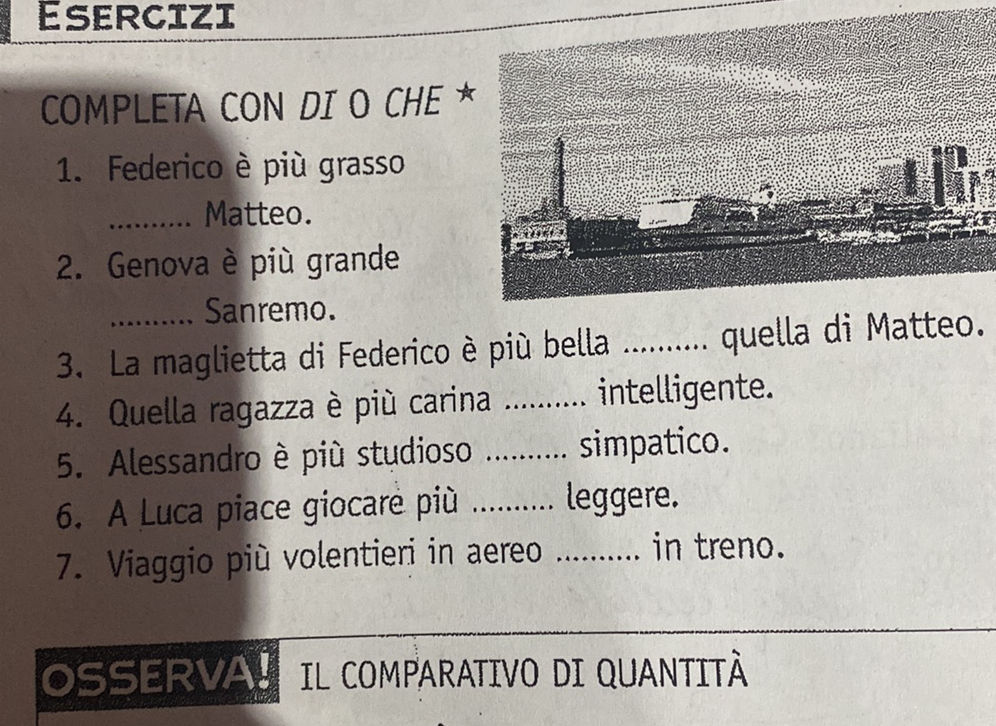 COMPLETA CON DI O CHE 1. Federico è più | StudyX