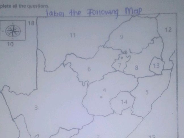 Label the Map of South Africa | StudyX