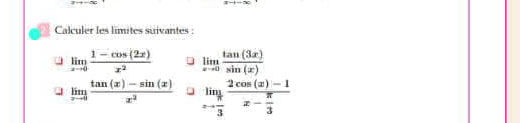 Calculer les limites suivantes: $_{x 0} | StudyX