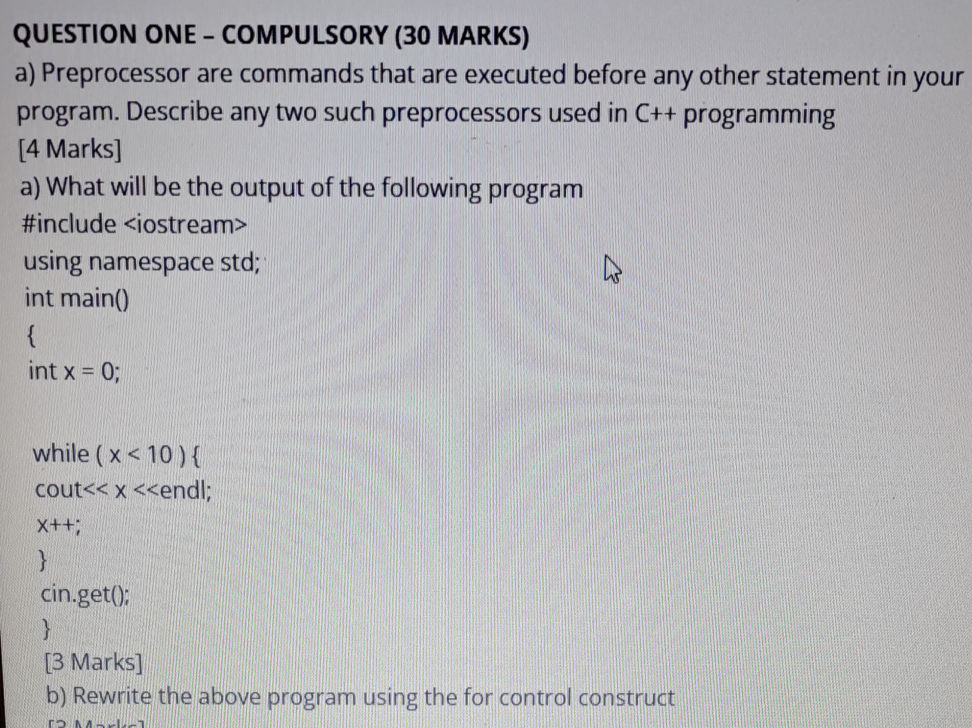 QUESTION ONE - COMPULSORY (30 MARKS) a) | StudyX